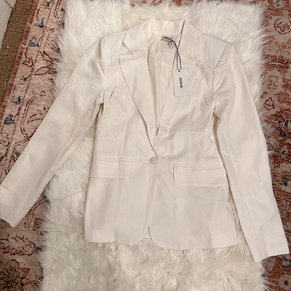 Jason Wu | Jackets & Coats | Nwt Jason Wu Linen Embroidered Blazer ...